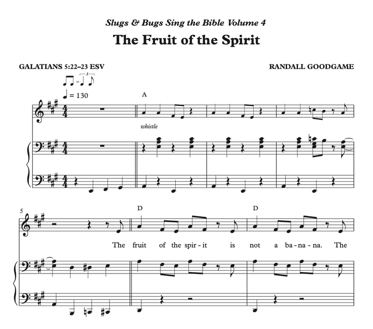 Fruit of the Spirit Sheet Music - Sing the Bible Vol. 4 – Slugs and Bugs