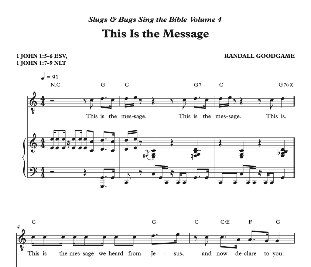 This Is The Message Sheet Music - Sing the Bible Vol. 4 – Slugs and Bugs